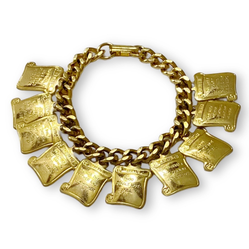Vintage Circa 1960s, Ten Commandments, Gold Chain Cha… - Gem